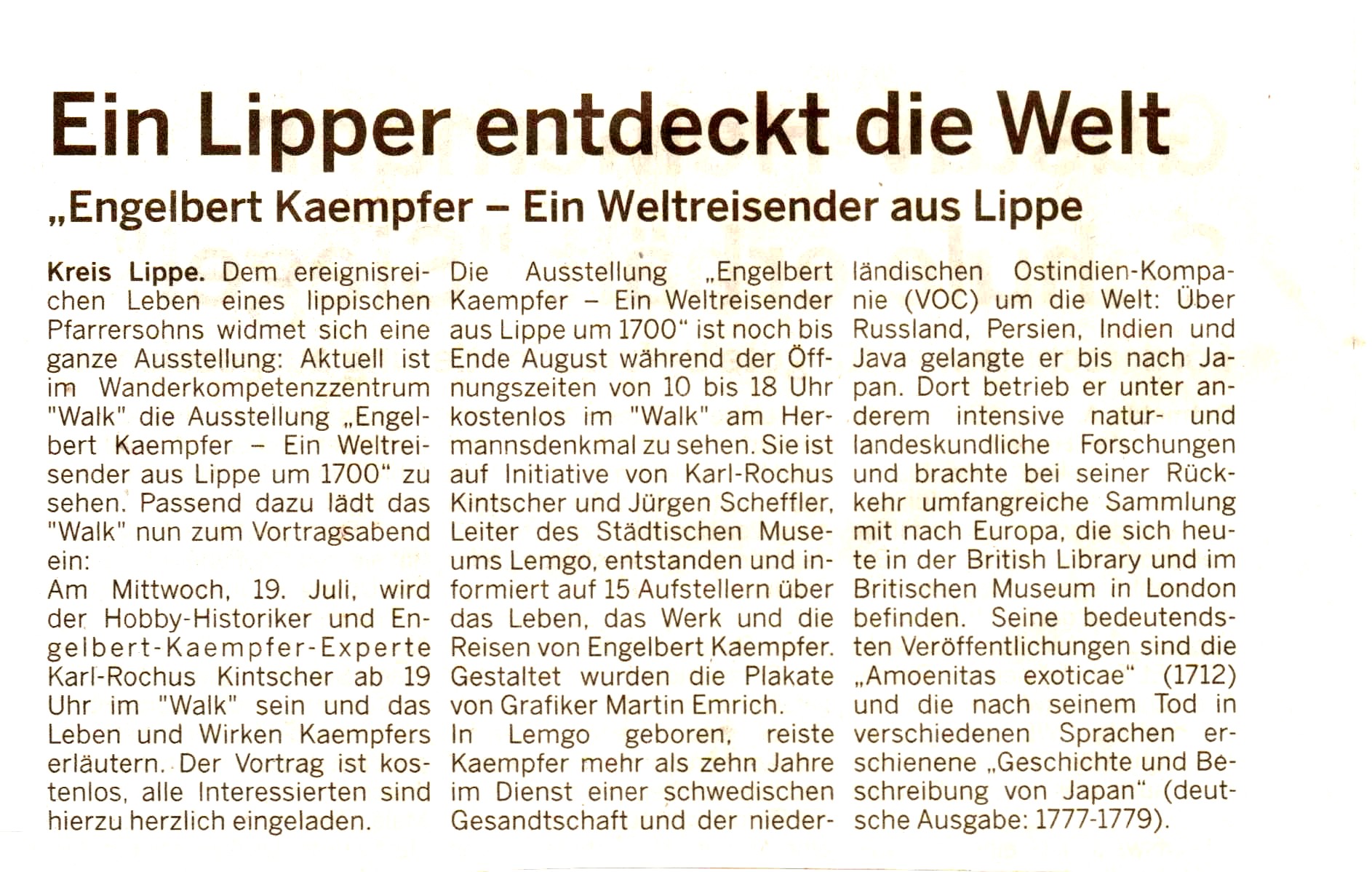Engelbert Kaempfer - Ein Weltreisender aus Lippe - Deutsch-Japanische ...